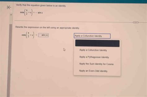 Solved Verify That The Equation Given Below Is An Identity Cos π 2