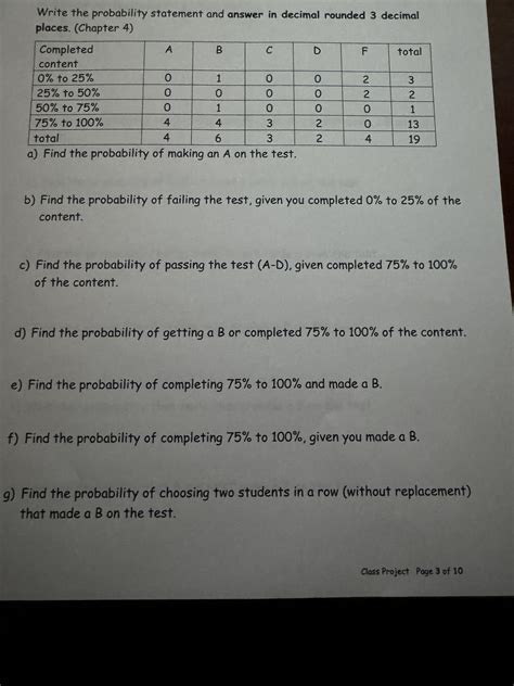 Solved Write The Probability Statement And Answer In Decimal