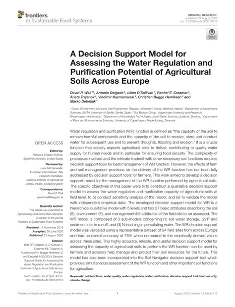 Pdf A Decision Support Model For Assessing The Water Regulation And