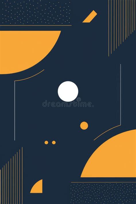 Modern Abstract Geometric Background Featuring Orange And White Circles Semicircles Lines And