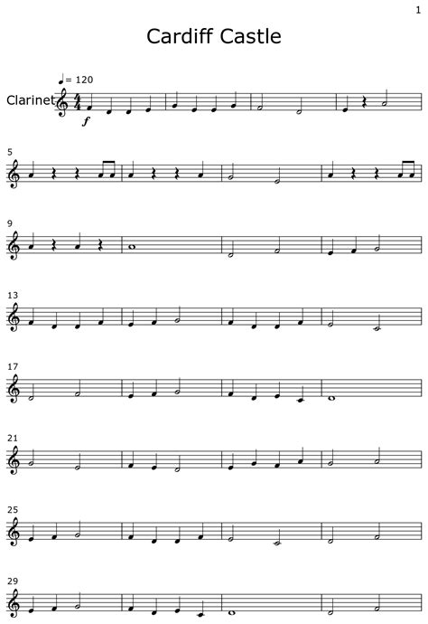 Cardiff Castle Sheet Music For Clarinet