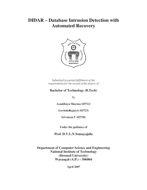 Pdf Didar Database Intrusion Detection With