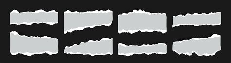 스크랩북 또는 콜라주를 위한 현실적인 찢어진 회색 노트북 종이 시트 고르지 않은 질감의 찢어진 빈 페이지 메시지 텍스트를위한 빈 프레임과 같은 메모장의 손상된 오래된 조각