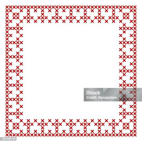 크로스 스티치 테두리 프레임 패턴 크리스마스 배너 디자인에 적합 0명에 대한 스톡 벡터 아트 및 기타 이미지 0명 겨울 공예 Istock