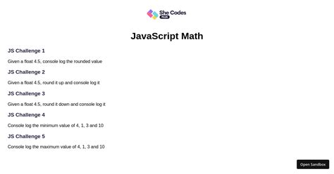 Javascript Math Codesandbox