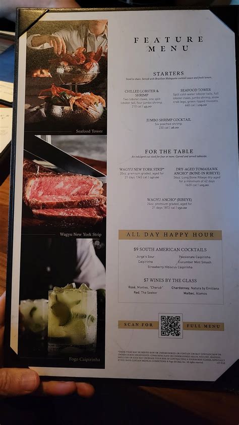 Menu At Fogo De Chão Brazilian Steakhouse Paramus