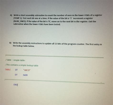 Solved Write A Short Assembly Subroutine To Count The Number