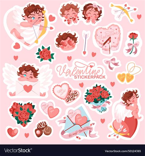 Valentines Day Sticker Set Royalty Free Vector Image