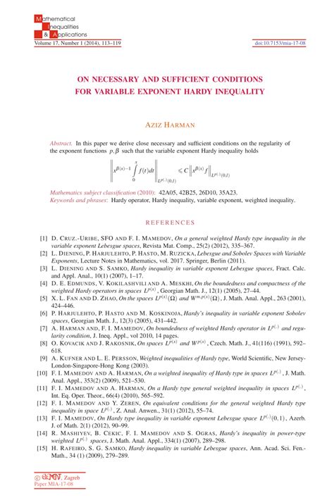 Pdf On Necessary And Sufficient Conditions For Variable Exponent