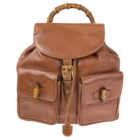 Gucci Vintage Bamboo Leather Backpack Brown Ref1579386 Joli Closet