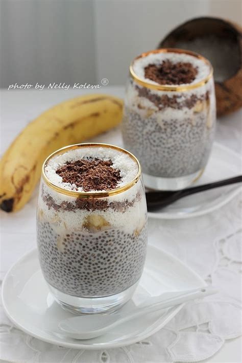 Пудинг с чия кокосово мляко и банан Рецепт Пудинг Вкусняшки Десерты