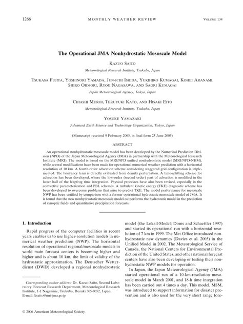 PDF The Operational JMA Nonhydrostatic Mesoscale Model