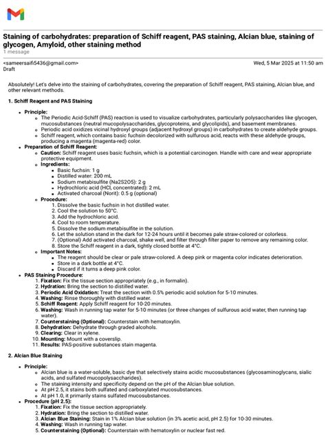 Gmail Staining Of Carbohydrates Preparation Of Schiff Reagent Pas