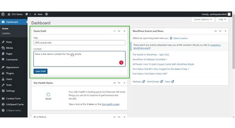 What Is The Use Of Quick Draft Section In Wordpress Dashboard