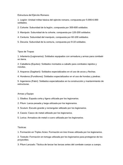 Estructura Del Ejército Romano Pdf Legion Romana Militar