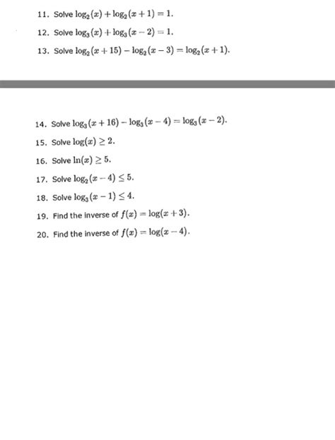 Solved 11 Solve Log2 X Log2 X 1 12 Solve Logs X Logs