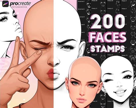Procreate Face Brushes Procreate Head Stamps Procreate Women Base Heads Reference Procreate