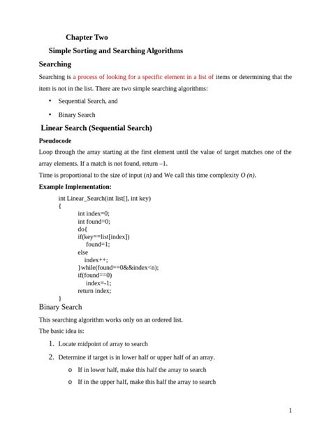chapter 2 simple sorting and searching algorithms pdf time