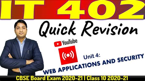 Quick Revision Unit 4 Web Application And Security Class 10 It 402 Youtube