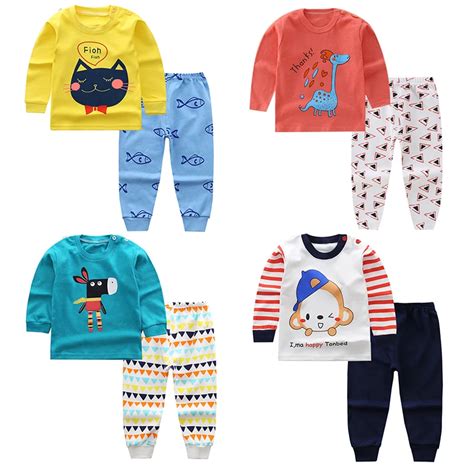 Унисекс 6m 3 лет 2 шт компл детские пижамы Новинка сезон осень зима детские Комплект одежды