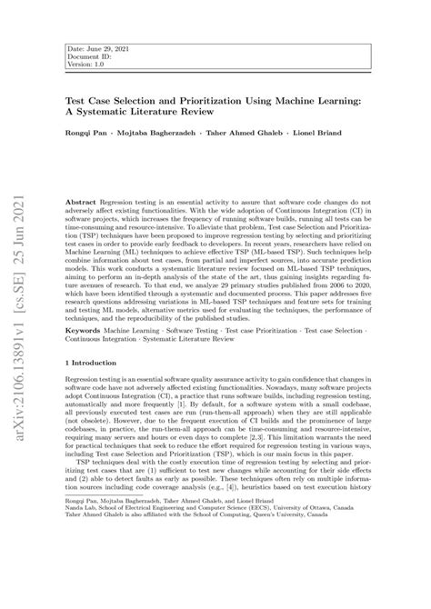 test case selection and prioritization using machine learning a