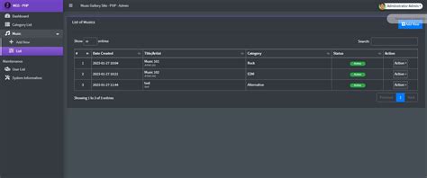 Music Gallery Site Using PHP And MySQL Database Free Source Code SourceCodester