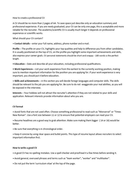 How To Create A Professional Cv Pdf