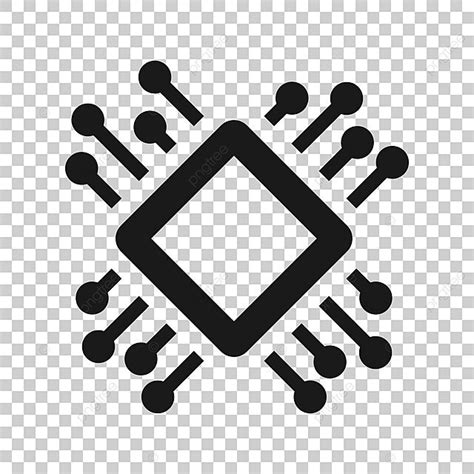 Flat Computer Cpu Icon On Circuit Board Vector Isolated Background