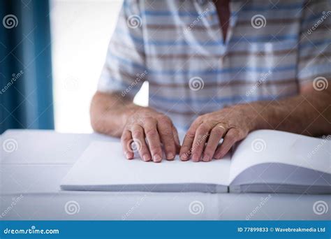Blind Man Reading A Braille Book Stock Image Image Of Information