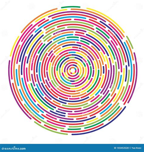 Colorful Dashed Random Concentric Circles Abstract Background Stock