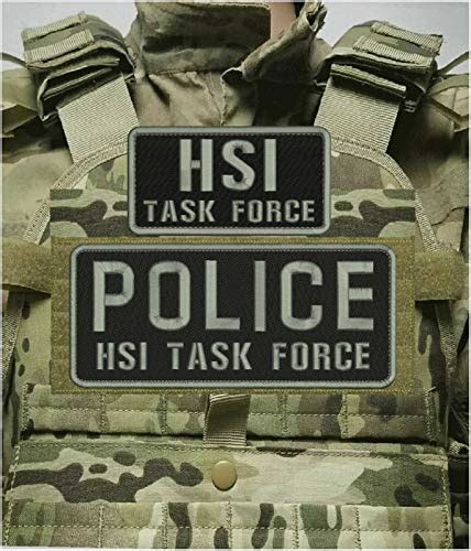 Luxmart Hook On Back Patch Police Hsi Task Force Embroidery Patch 4x10 And 3x6 Hook On Back Blk