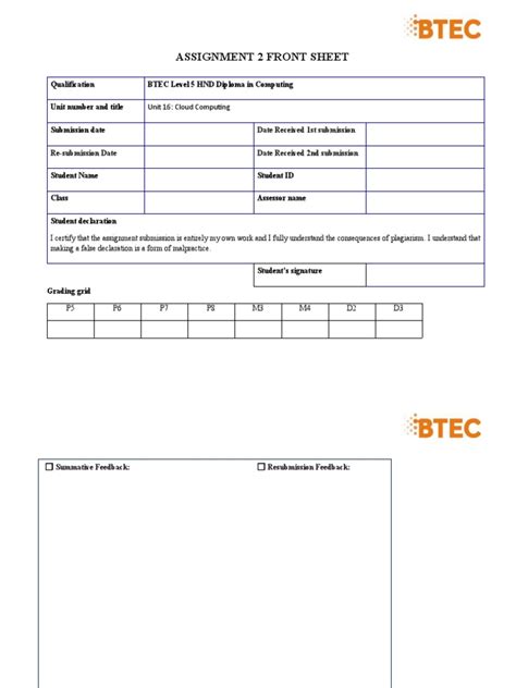 Unit 16assignment 2 Frontsheet 2018 2019 Pdf