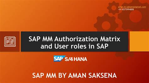 Sap Mm Authorization Matrix And User Rolespdf