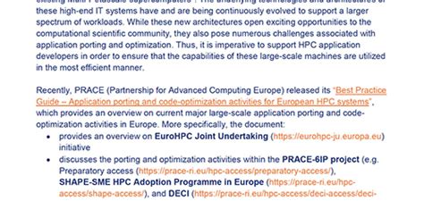Application Porting And Code Optimization Activities For European Hpc