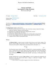 Understanding Electric Fields In Physics Lab Simulation Course Hero