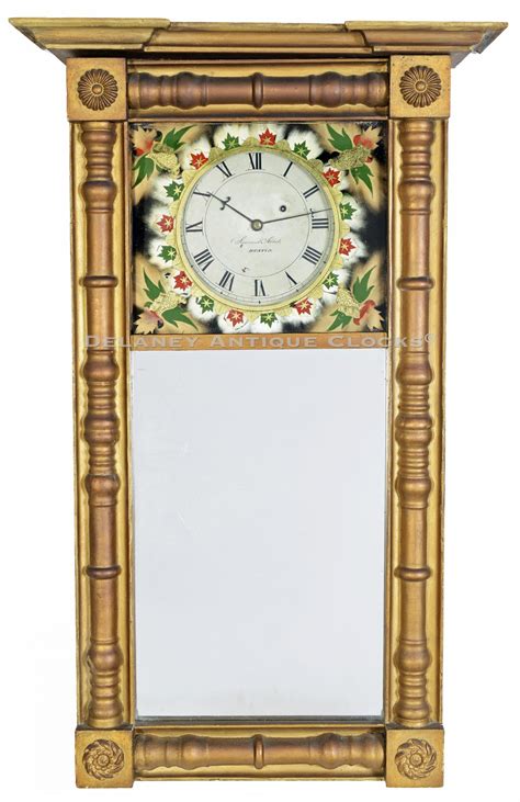 Samuel Abbott Boston Massachusetts A Gilded Framed Mirror Clock
