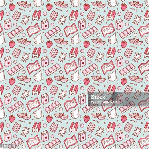 딸기와 민트 버블 껌 완벽 한 패턴입니다 손으로 그린 낙서 씹는 잇 몸 과자입니다 블랙 및 화이트 벡터 일러스트 레이 션 검볼에 대한 스톡 벡터 아트 및 기타 이미지