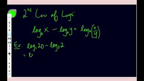 Nd Law Of Logs Subtracting Logs YouTube