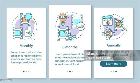 선형 개념의 모바일 앱 페이지 화면 온보딩 비디오 편집기 구독 3에 대한 스톡 벡터 아트 및 기타 이미지 3 6 개념 Istock