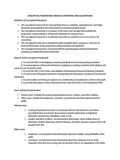 Conceptual Framework Pdf Financial Statement Going Concern