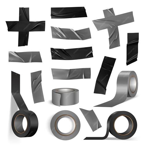 Premium Vector Insulating Tape Insulation Duct Roll Gray Black Ripped Glossy Tapes Isolated