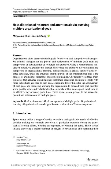 How Allocation Of Resources And Attention Aids In Pursuing Multiple Organizational Goals