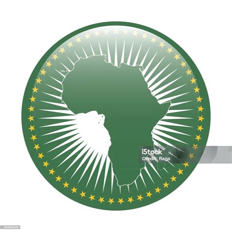 아프리카 연합의 국기입니다 아프리카 연합 국기입니다 아프리카 연합 서클 플래그입니다 플래그 아이콘입니다 표준 색상 원 아이콘 플래그입니다 3d 일러스트레이션입니다 컴퓨터