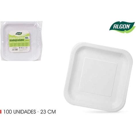 Set De Platos Rectangulares 100 Unidades De CartÓn Desechable Color