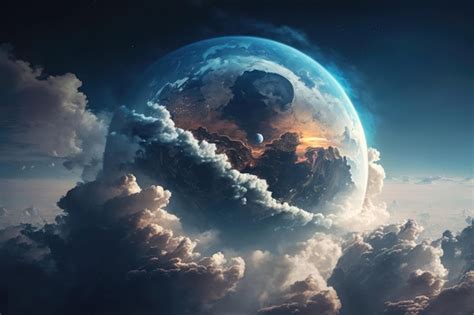 Premium Photo Planet In The Clouds Ai Generated