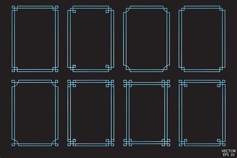 단순한 중국 파란색 기하학적 프레임은 검은 색 배경에 고립되어 있습니다 초대장 고급 템플릿 및 장식 패턴을 위한 고급 파란색 테두리 테두리 디자인 3d 벡터 일러스트 레이