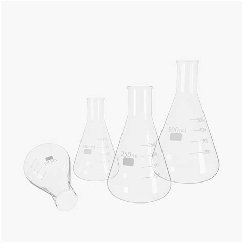 원추형 플라스크 세트 4 중간 125 500ml 3d 모델 49 Obj Fbx Blend Free3d