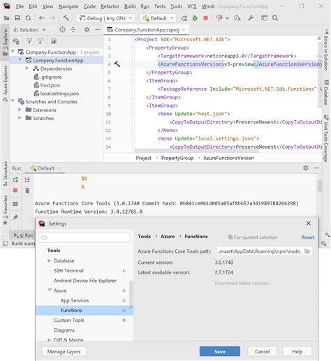 azure functions 3 0 tracking issue · issue 240 · jetbrains azure tools for intellij · github