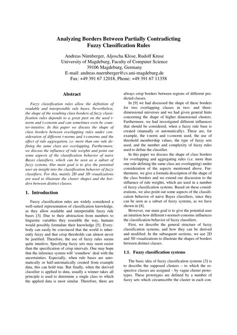 Pdf Analyzing Borders Between Partially Contradicting Fuzzy Classification Rules