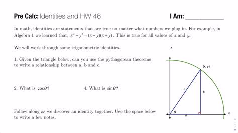 Pythagorean Trig Identities Youtube